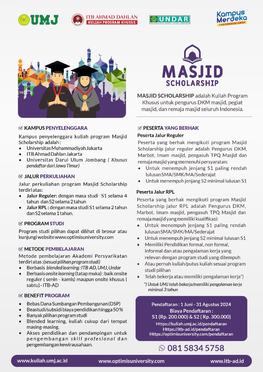 Masjid Scholarship – Jaringan Pemuda dan Remaja Masjid Indonesia