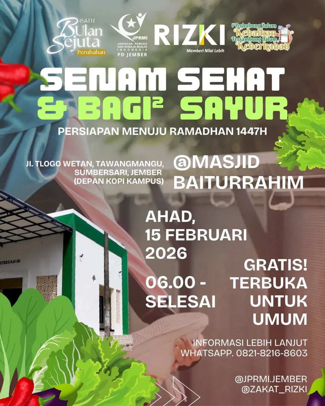 Senam Sehat & Bagi Sayur – Jaringan Pemuda dan Remaja Masjid Indonesia